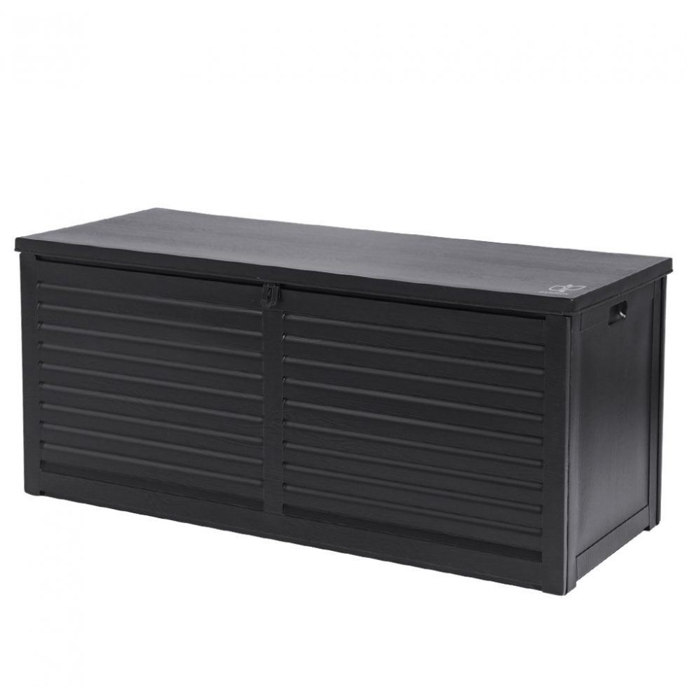 Outdoor Storage Box Bench Seat 490L - All Black - Outdoor Storage Boxes
